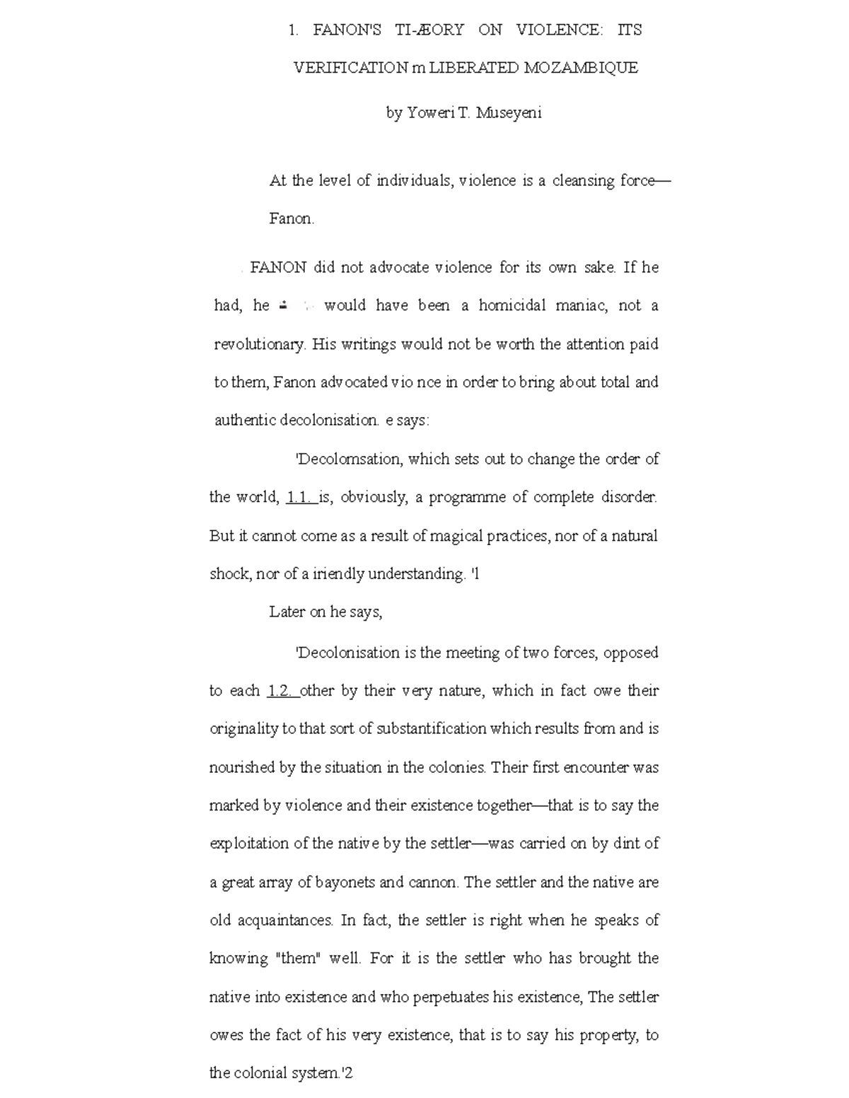 304531379 Museveni's Analysis of Fanon's Violence Theory in Mozambique ...