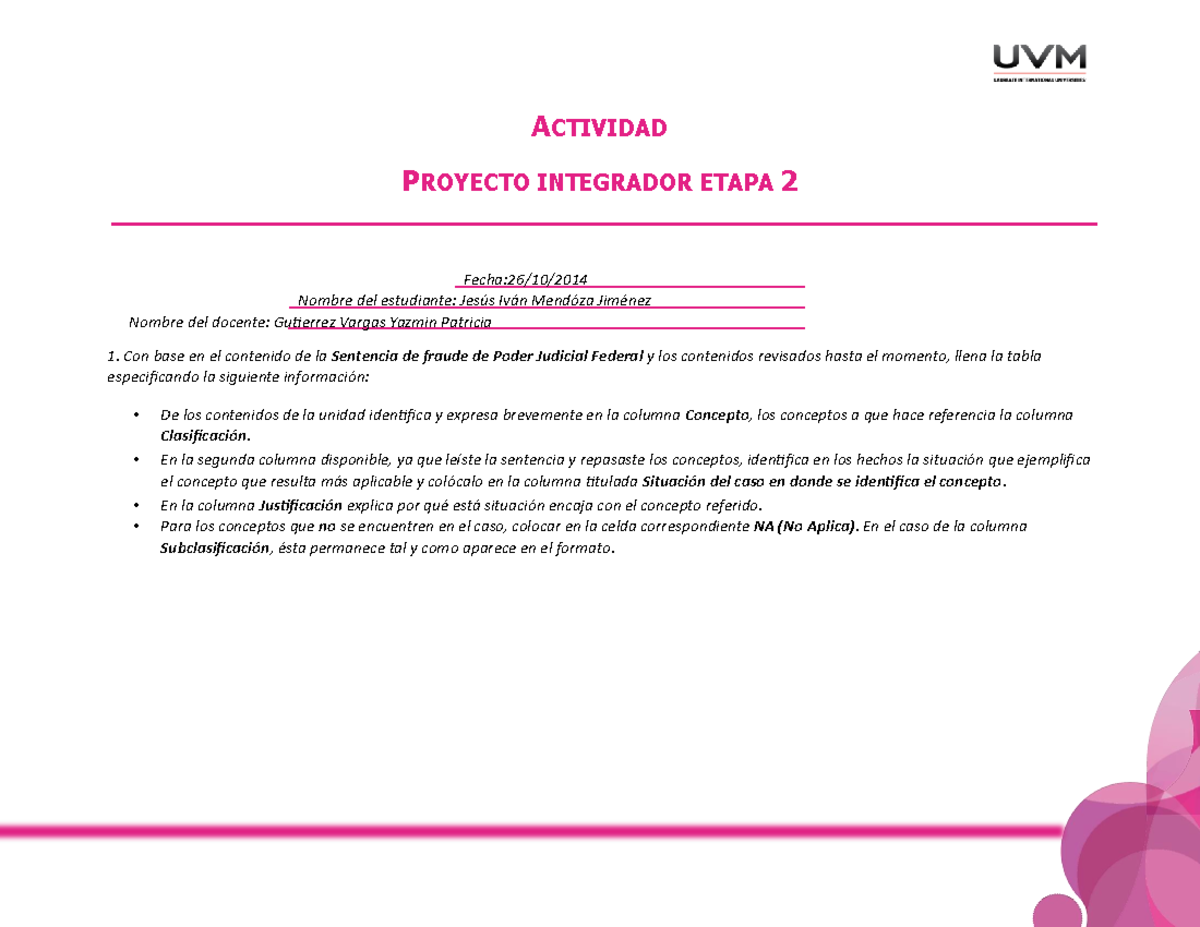 PI Etapa 2 JIMJ - Proyecto integrador de derecho penal - ACTIVIDAD PROYECTO INTEGRADOR ETAPA 2 ...