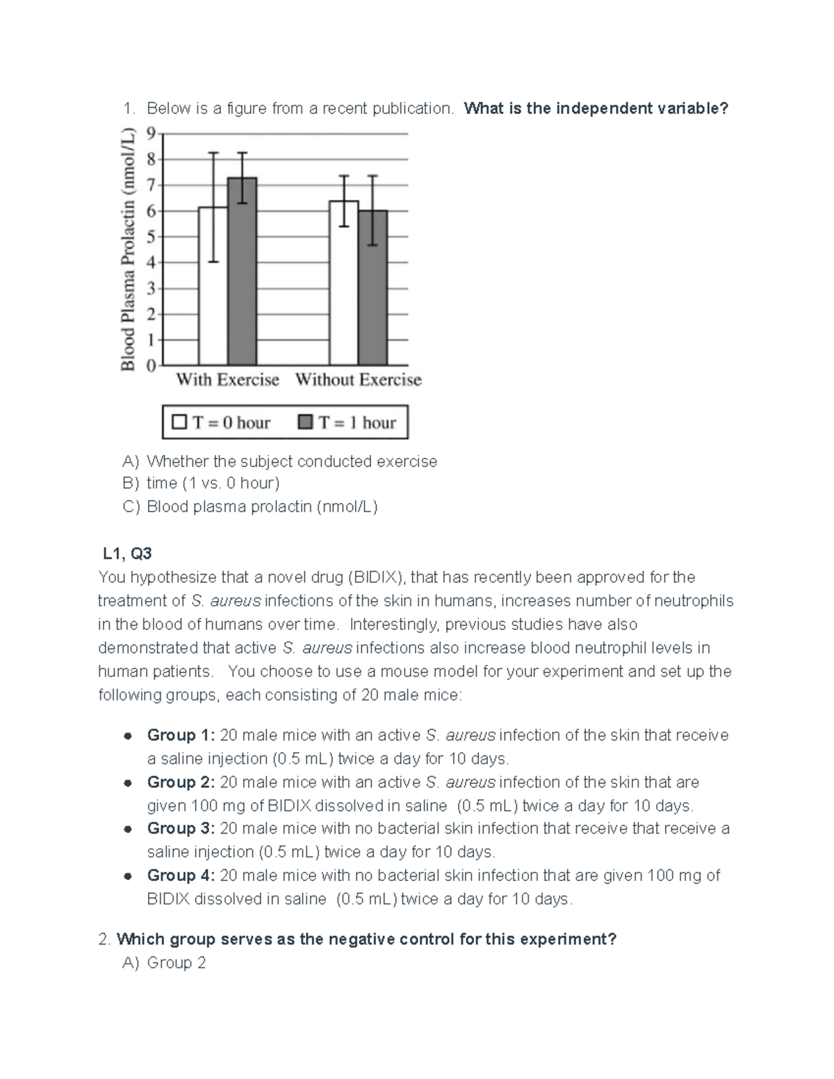 BIOL 103 - Unit 1 Quiz Answers and Analysis - Studocu