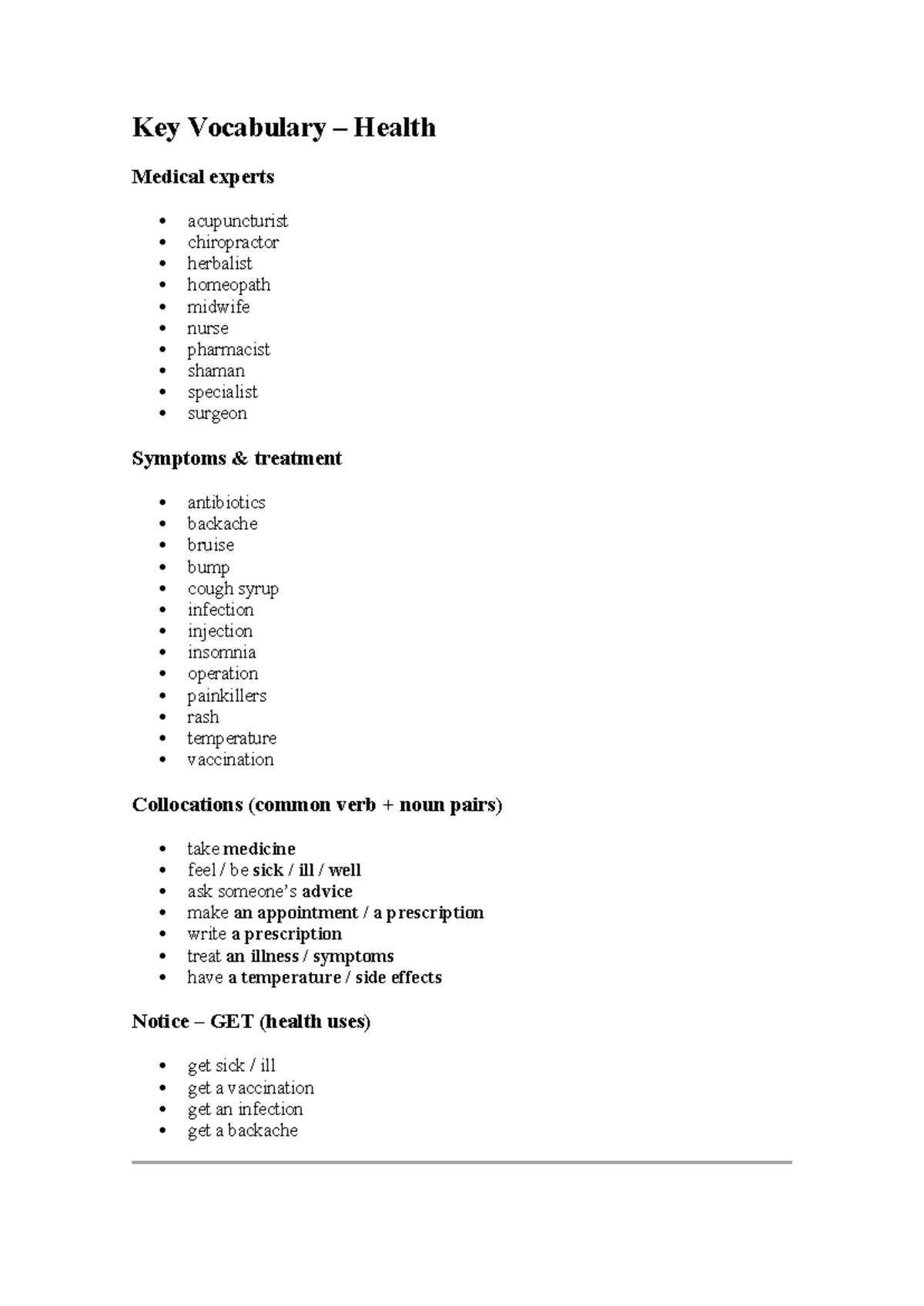 I9 - U2 - Key Vocabulary for Health & Fitness - American Big Picture B1 ...