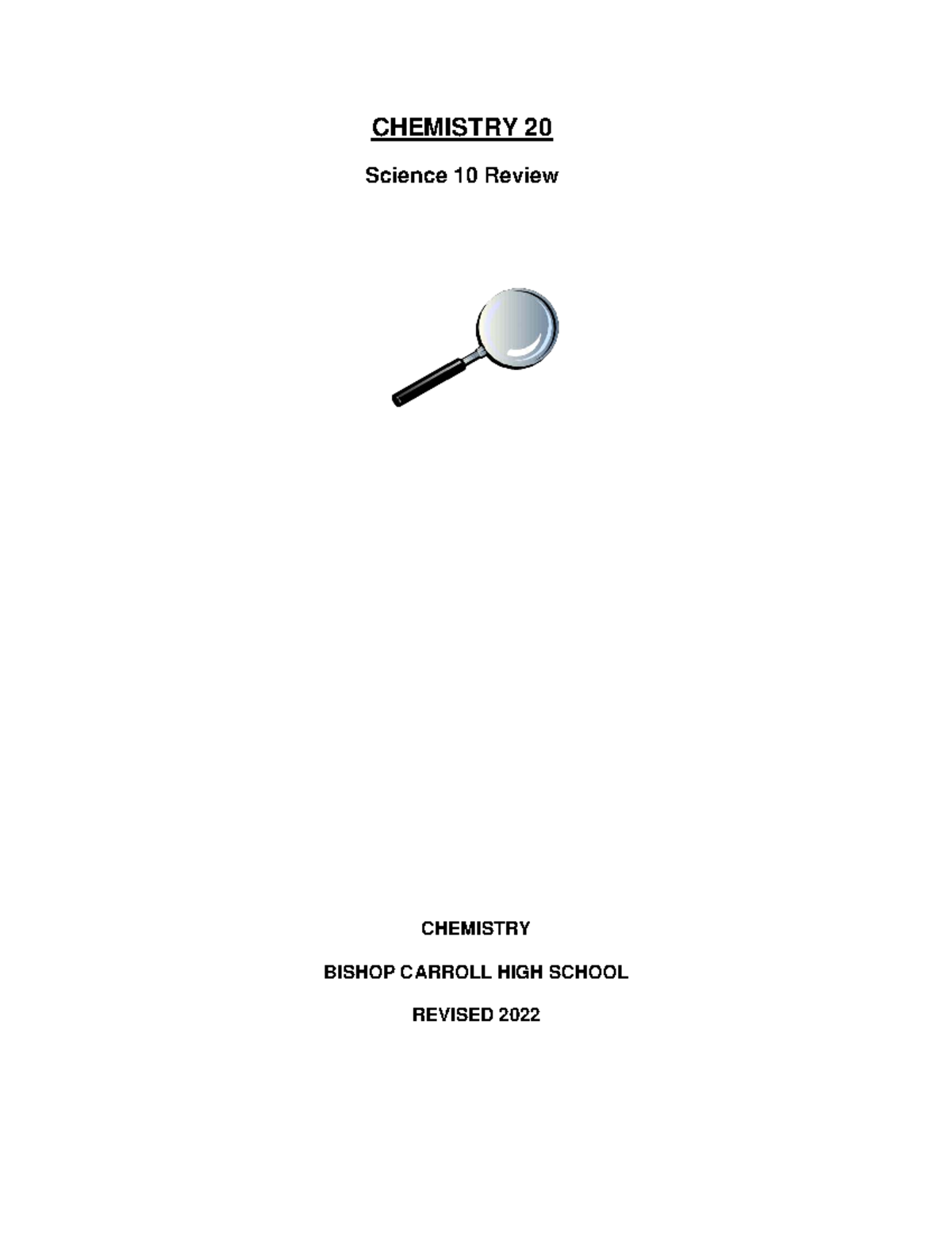 Chemistry 20 Learning Guide: Review of Science 10 Concepts & Skills ...