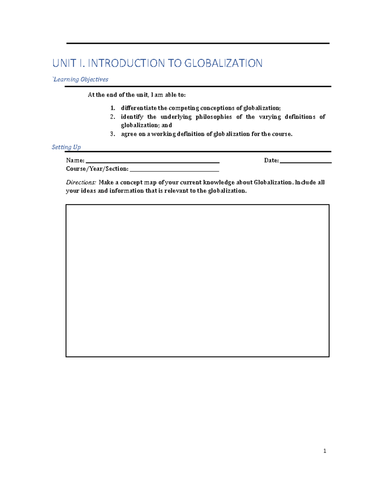 Neust Module 1: Understanding Globalization Concepts and Theories - Studocu