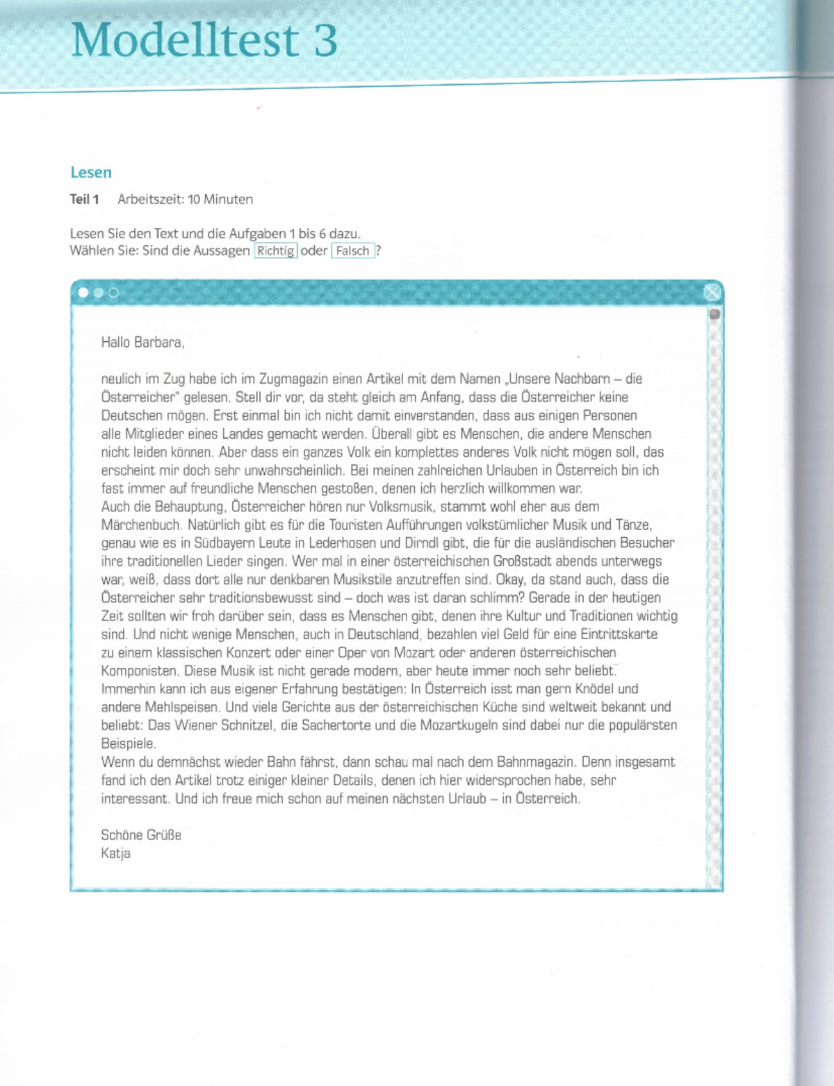 Modelltest 3 - Lesen - Übungstext für den Goethe-OSD Zertifikat B1 ...