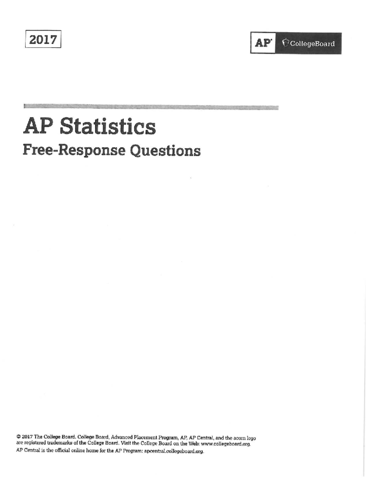 2017 AP Statistics FRQs - Practice Questions and Solutions - Studocu
