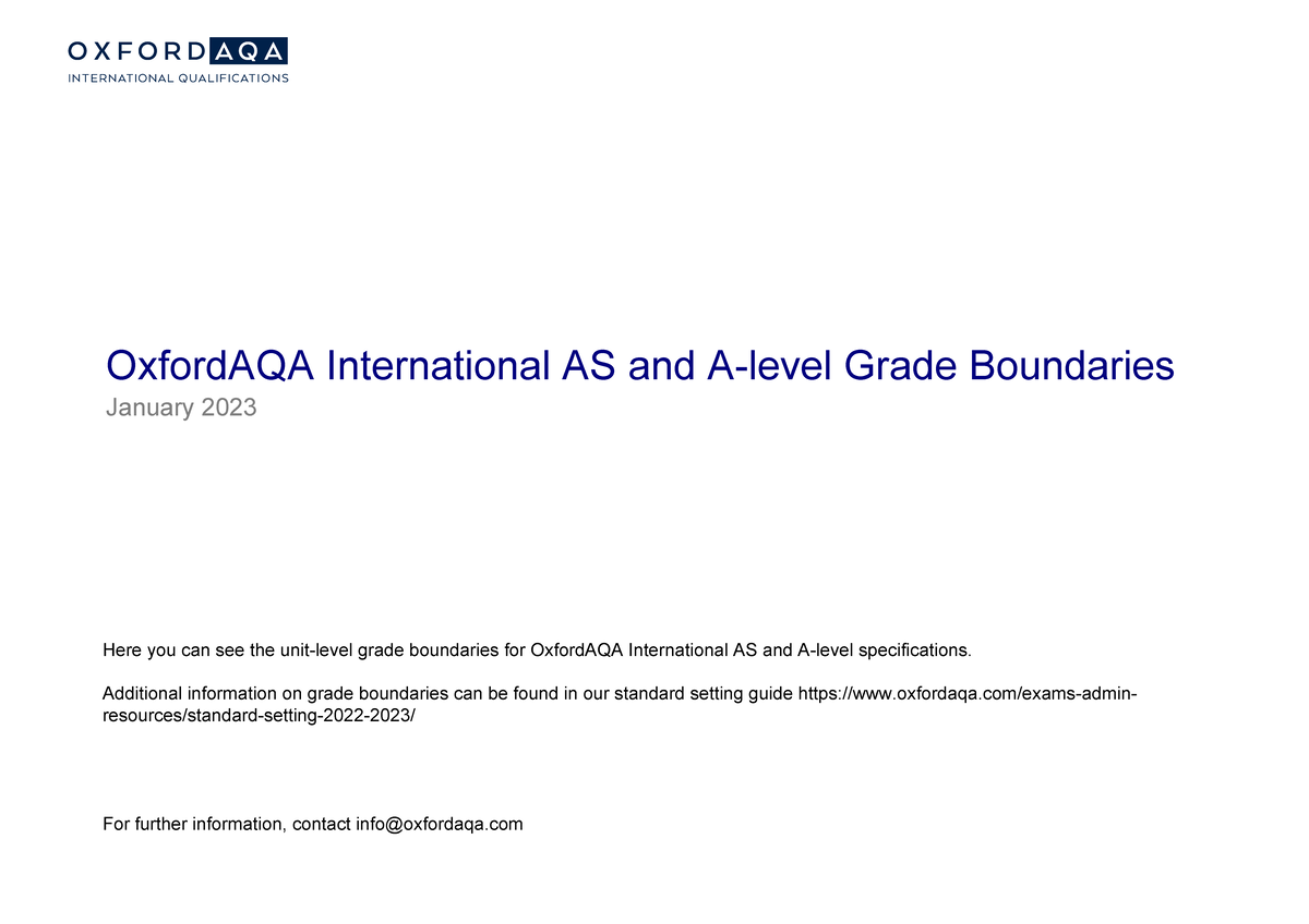 Oxford AQA International AS/A-level Grade Boundaries Jan 2023 - Studocu