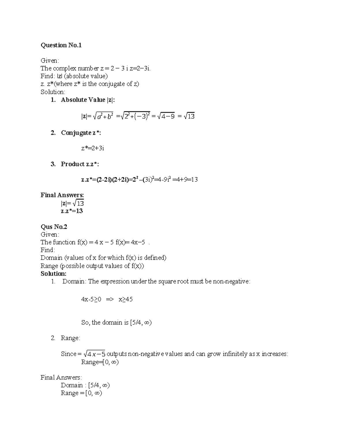 Spring 2025 MTH100 Final Exam: Complex Numbers & Functions Analysis - Studocu