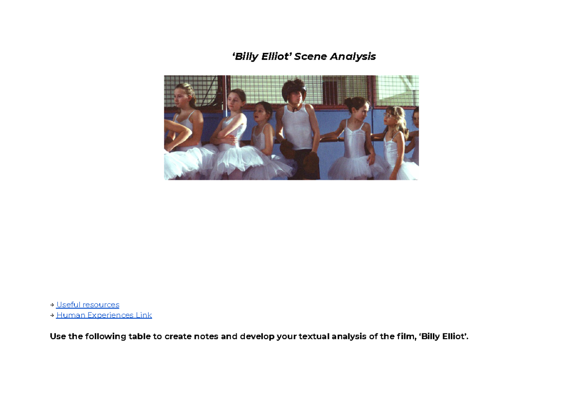 Copy of Common Module 'Billy Elliot' Scene Analysis - ‘Billy Elliot ...