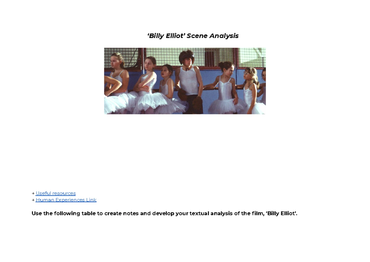 Billy Elliot - Boxing Scene Analysis - Billy Elliot - Boxing Scene ...