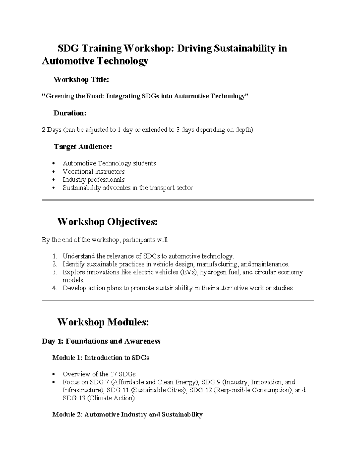 🚗 SDG Training Workshop: Integrating Sustainability in Automotive Tech ...