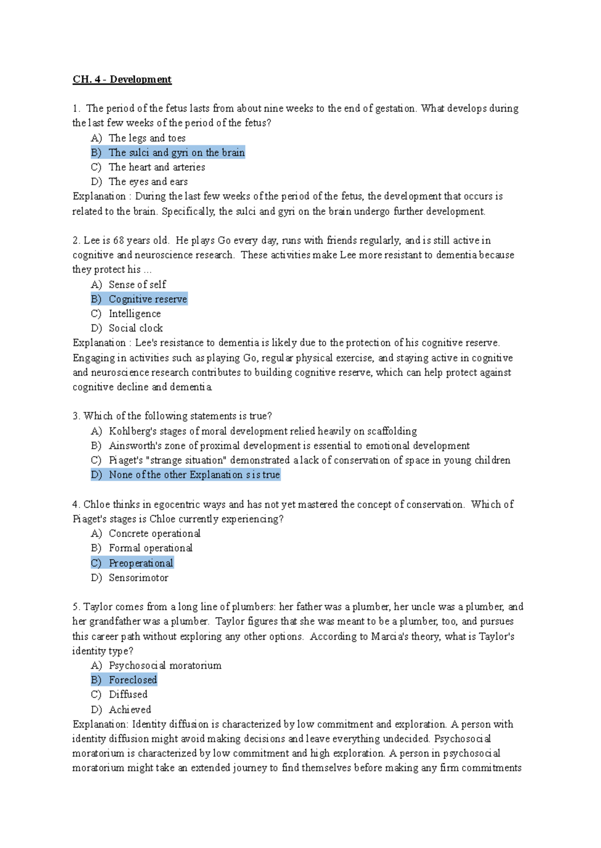 PSY 1102 - Midterm Exam Review: Development & Intelligence Concepts ...