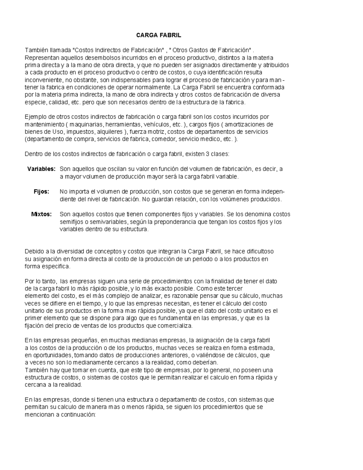 Carga Fabril: Análisis y Asignación de Costos Indirectos en Fabricación ...