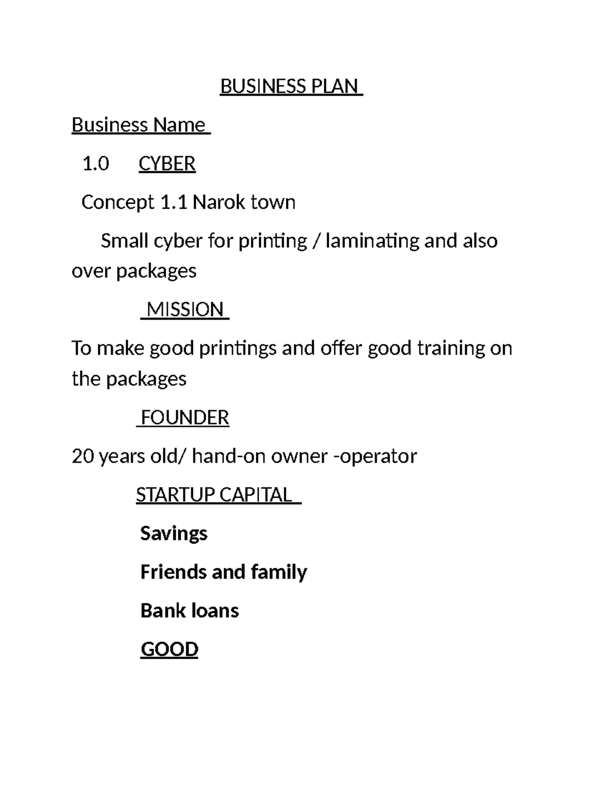 Rebecca - NICE - Health services support - BUSINESS PLAN Business Name ...