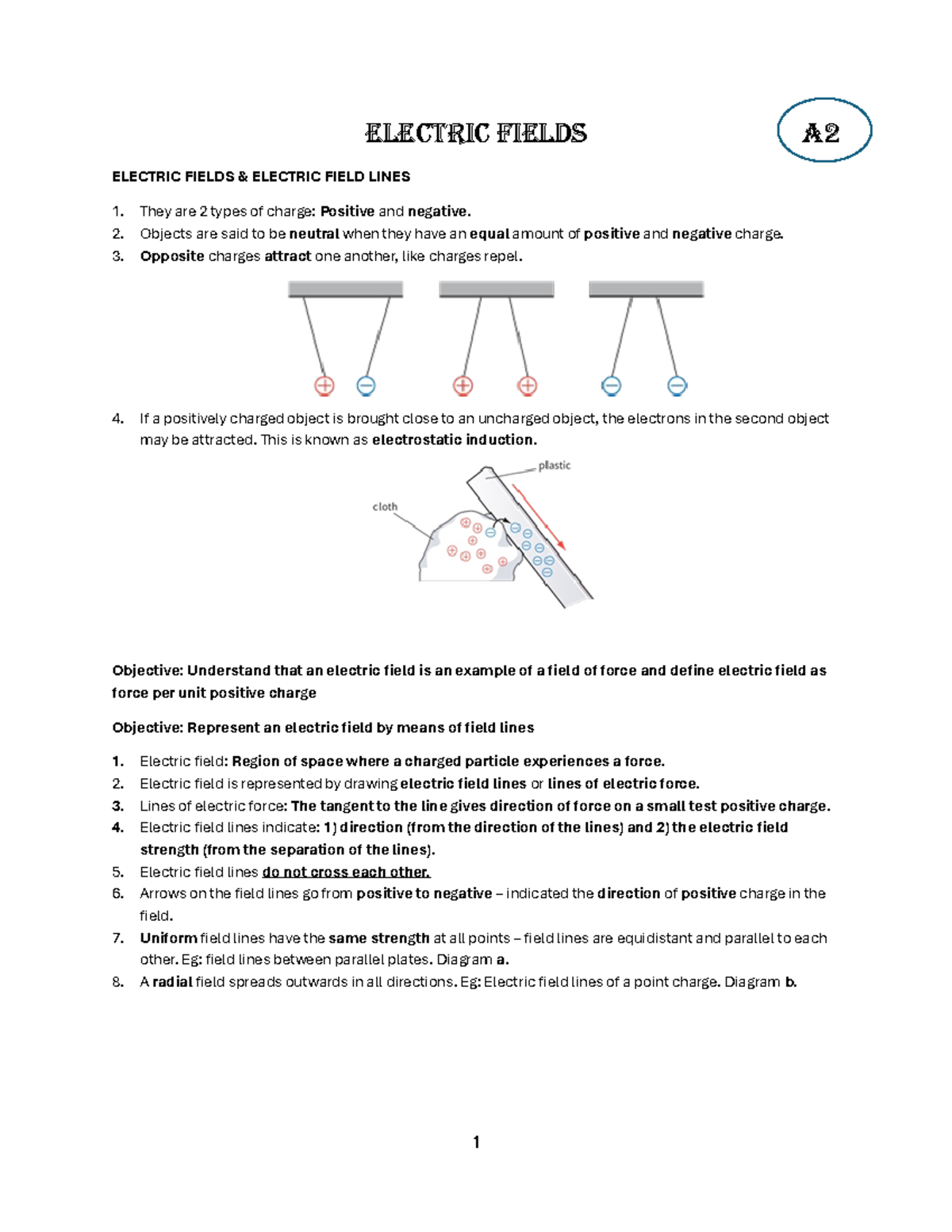 Chapter 18 Electric Fields - ELECTRIC FIELDS A ELECTRIC FIELDS ...
