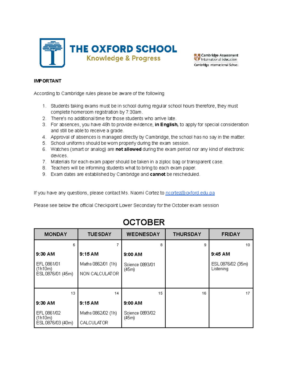 8th Grade Checkpoint Lower Secondary Exam Guidelines & Calendar - Studocu