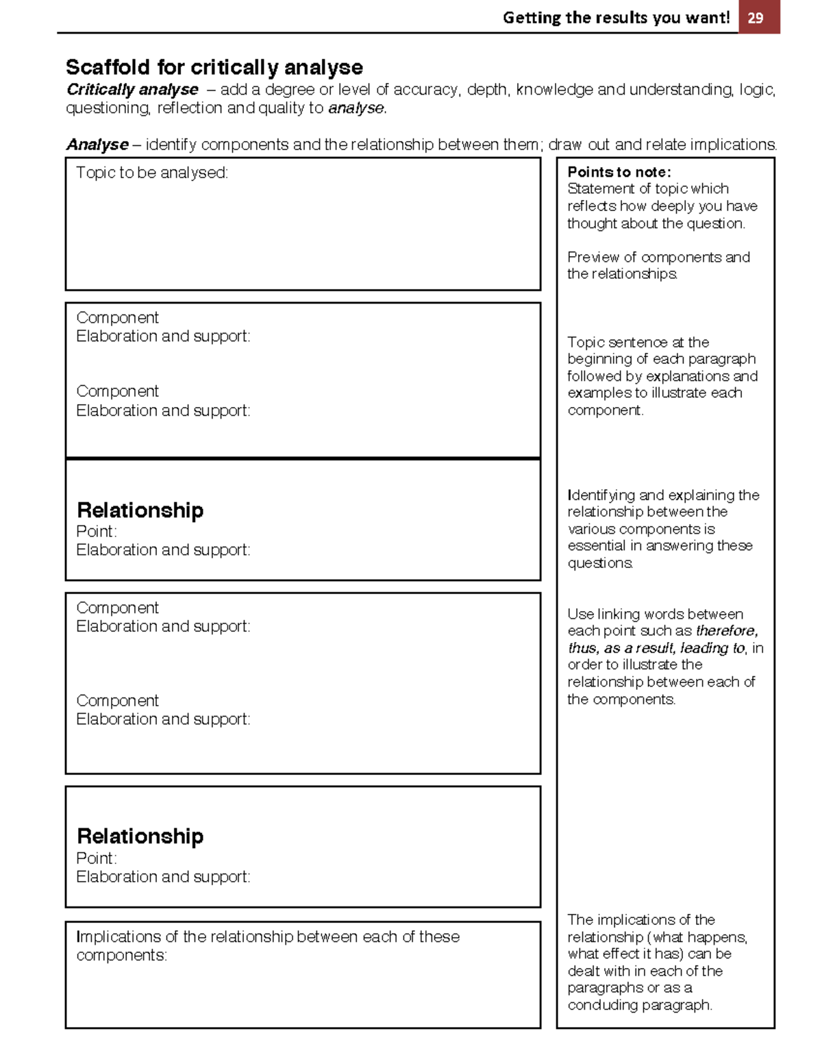 Writing Scaffold for Critical Analysis - Detailed Guide - Studocu