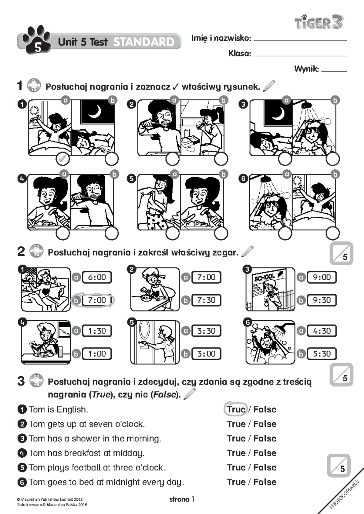 Together kl5 u6 unit test standard a - Together dla 5 klasy Tests ...