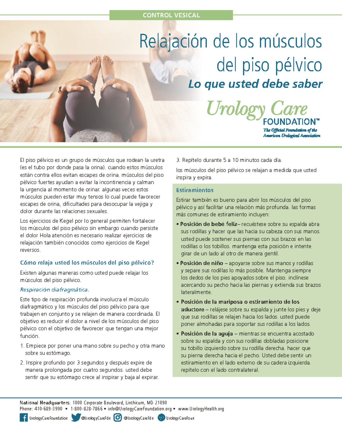 Control Vesical: Relajación del Piso Pélvico FS 2021 en Español - Studocu