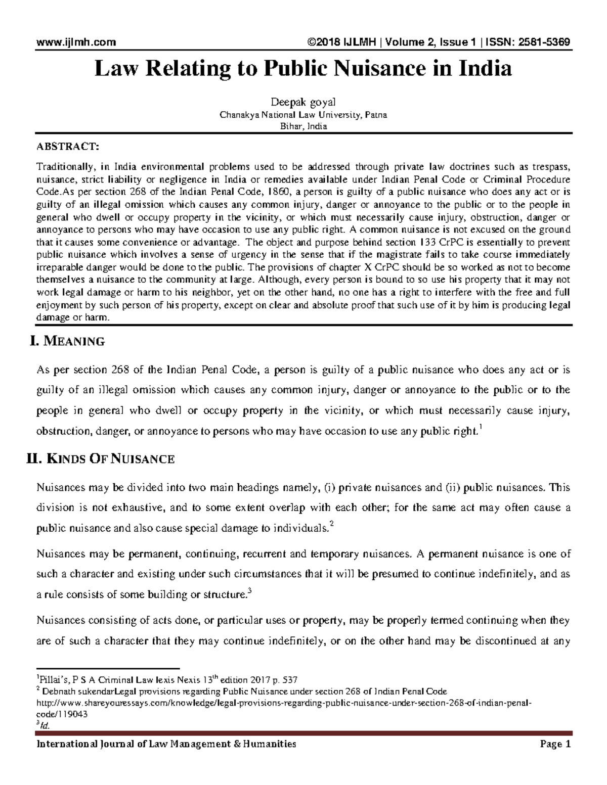Law Relating to Public Nuisance in India: An In-Depth Analysis - Studocu