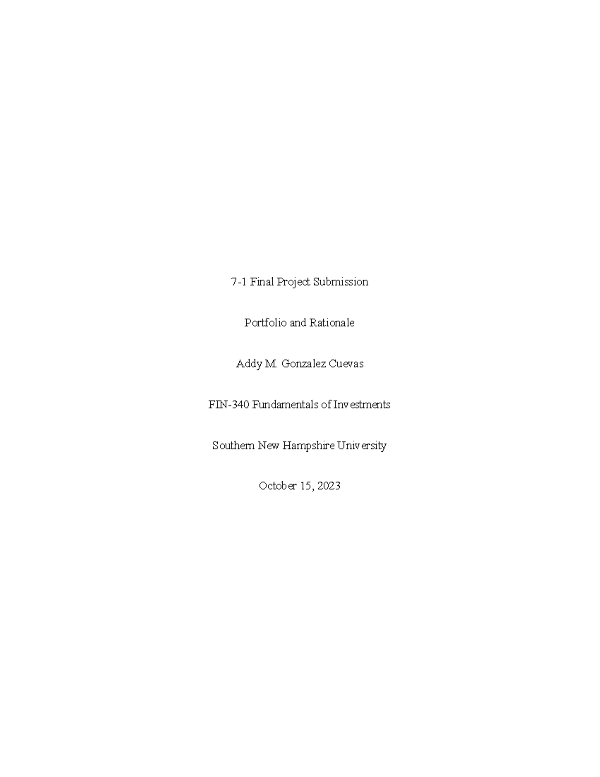 FIN-340 7-1 Final Project: Investment Portfolio & Client Analysis - Studocu