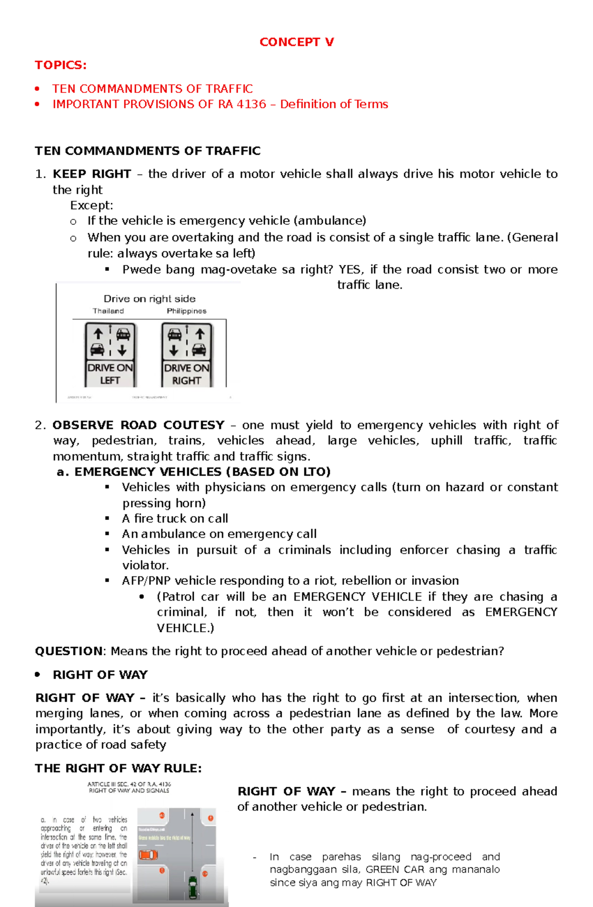 Traffic Laws and Safety Guidelines: RA 4136 Overview and Key Concepts ...