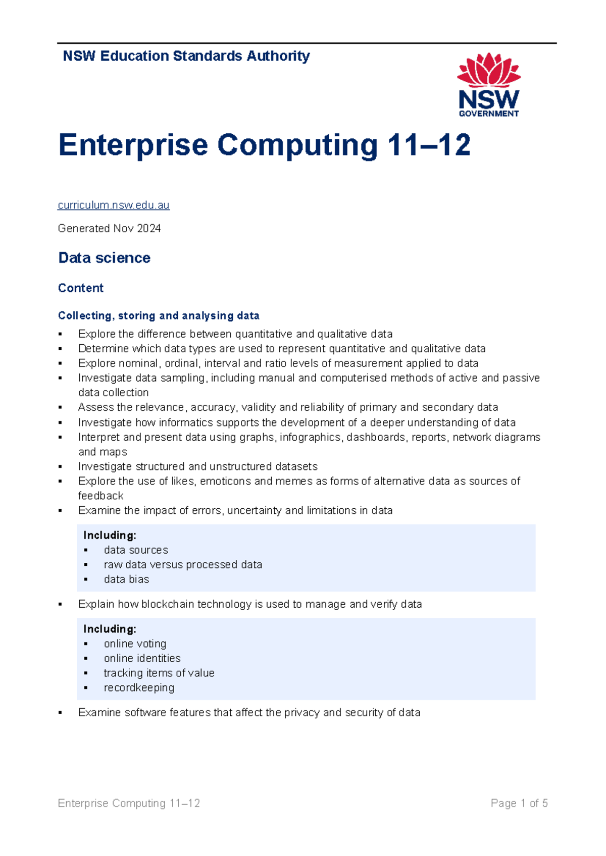 Enterprise Computing 11: Data Science & Visualization Syllabus Overview ...