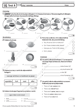 Junior Explorer RE kl. 6 Testy U4 - Junior Explorer 6 Unit 4 Standard ...