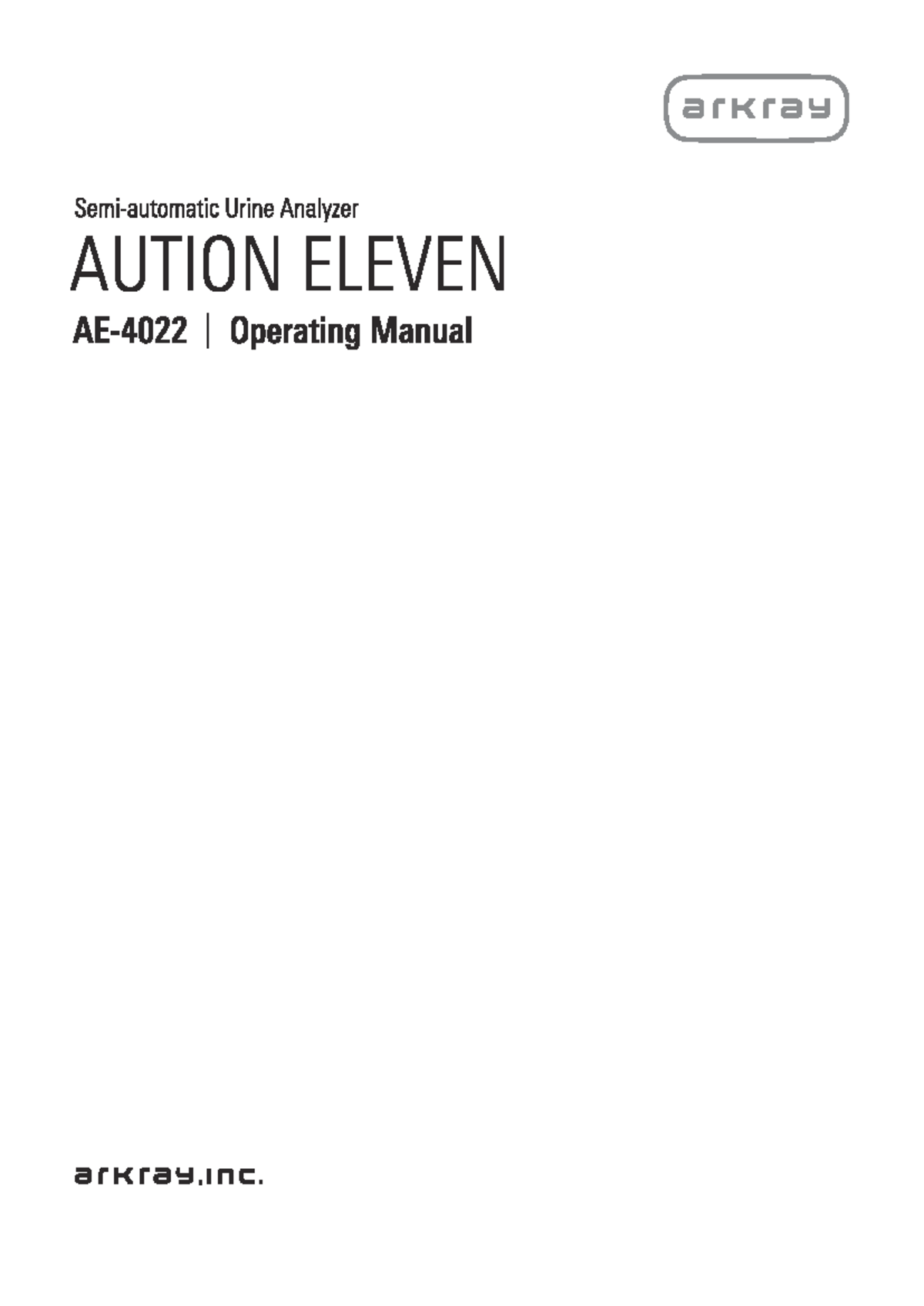 Operating Manual for AUTION ELEVEN Urine Analyzer (ARKRAY) - Studocu