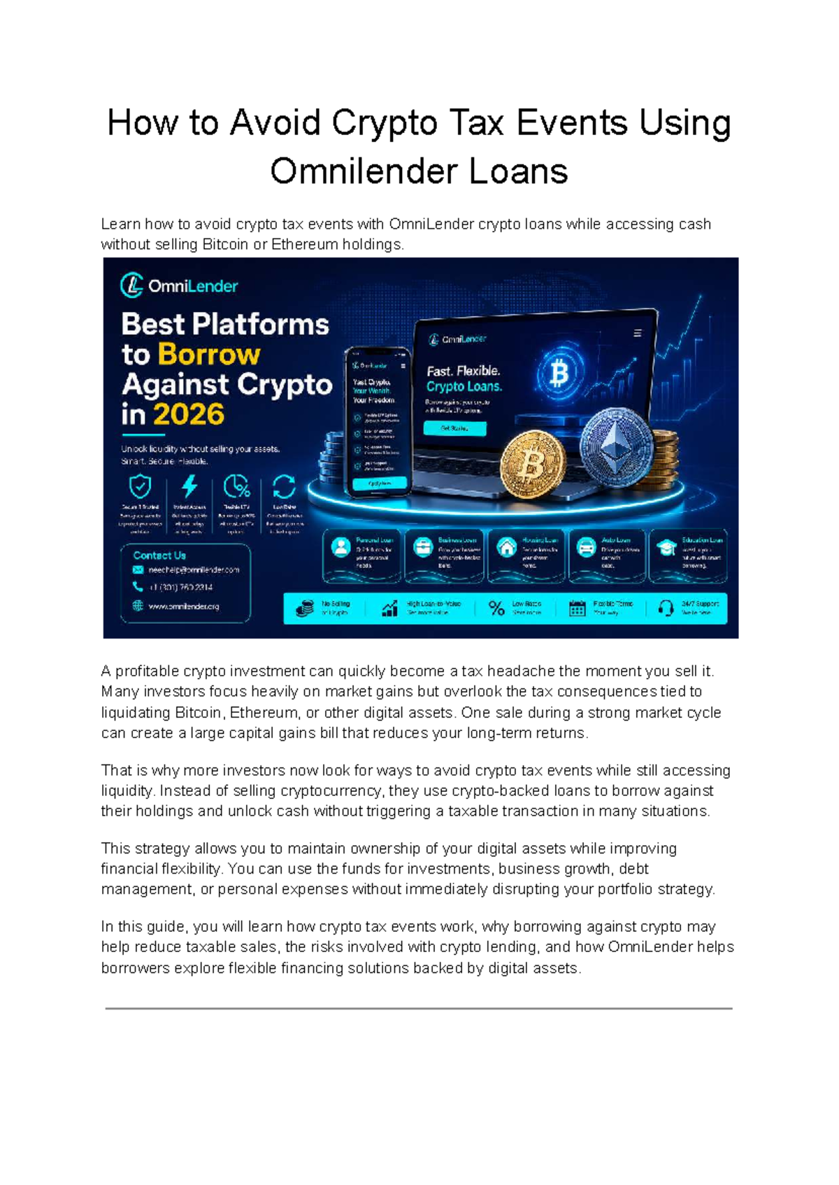 Avoiding Crypto Tax Events with OmniLender Loans: A Guide - Studocu