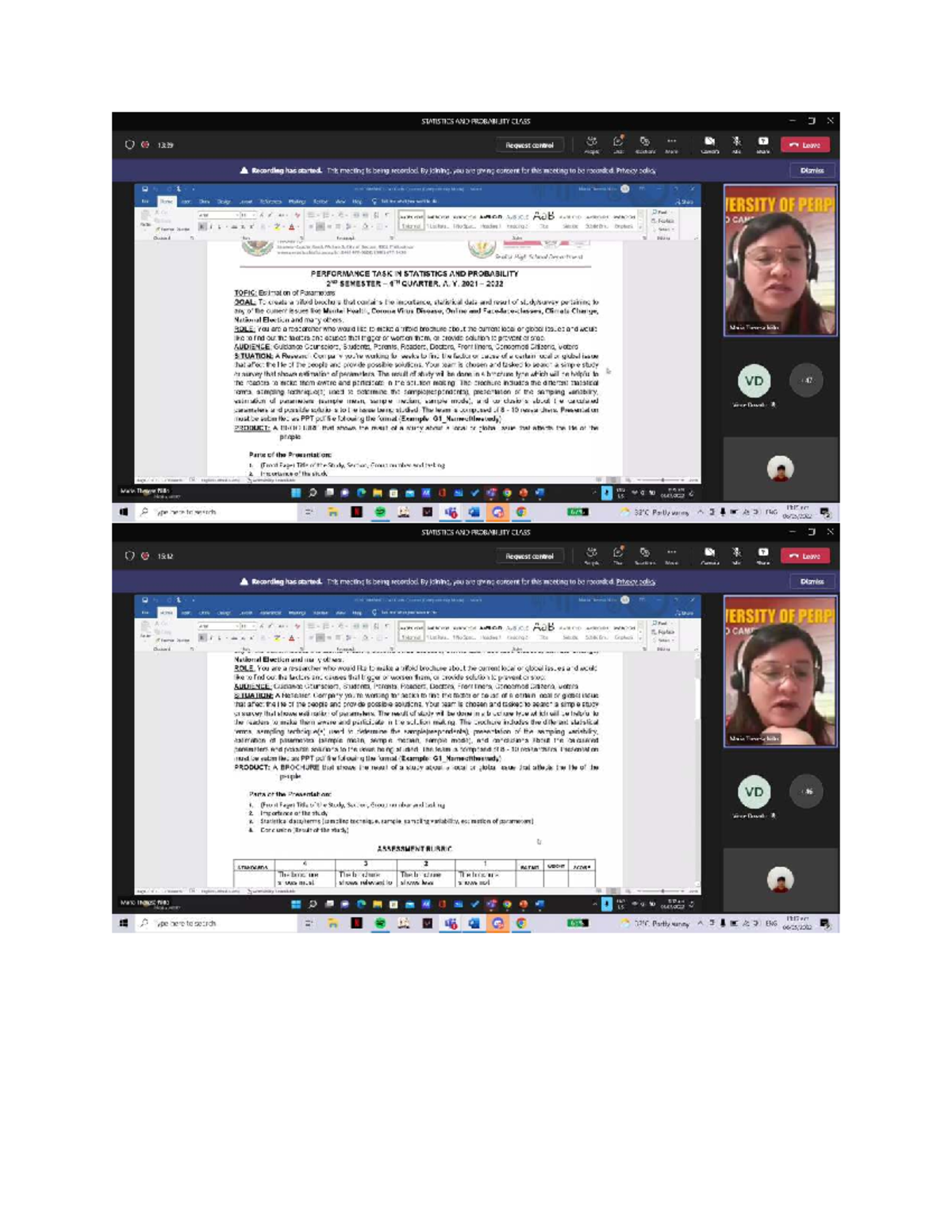 Performance Task in Statistics and Probability (STAT 101) - 2nd Sem ...