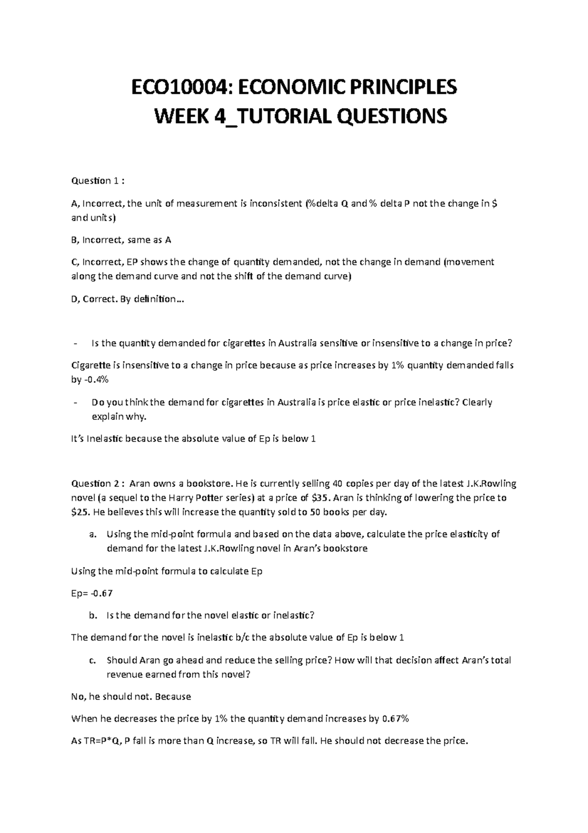 Week4 eco by Vu Tien Thinh - ECO10004: ECONOMIC PRINCIPLES WEEK 4 ...