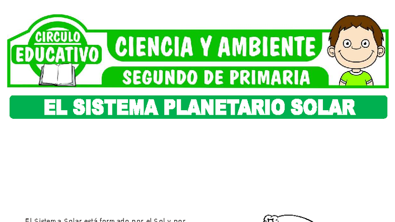 El Sistema Planetario Solar para 2° de Primaria - Actividades y Datos ...