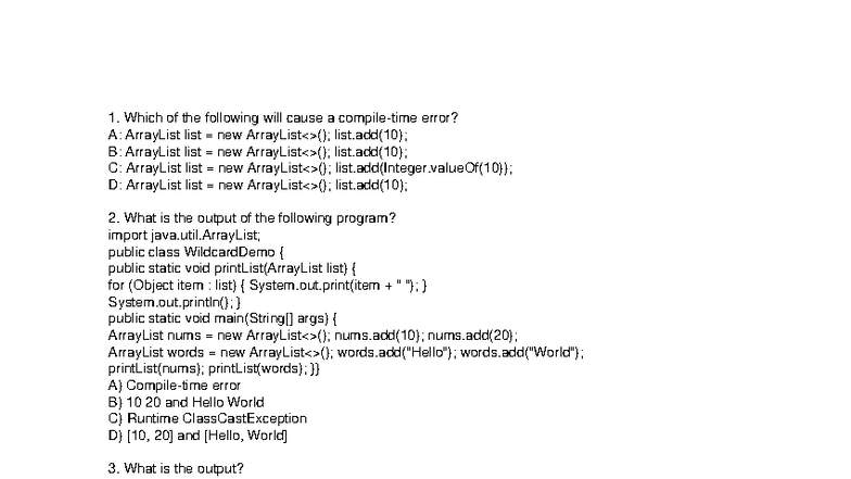 EECS2030 Final Exam Question Set on Java Errors and Outputs - Studocu