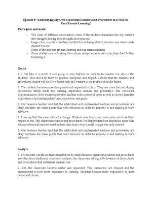 FS Episode 7 - Field Study answers. - Episode 7 “Making On-line or ...