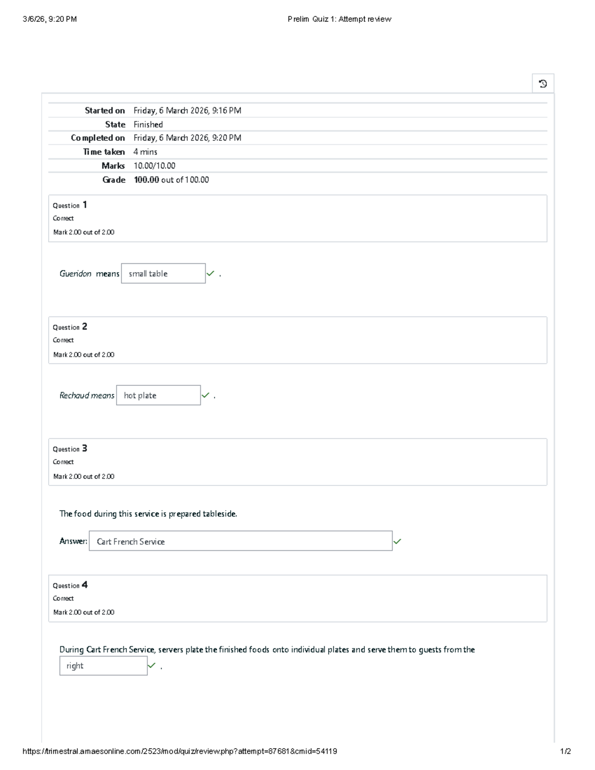 Prelim Quiz 1 Attempt Review - 100% Score Analysis - Studocu