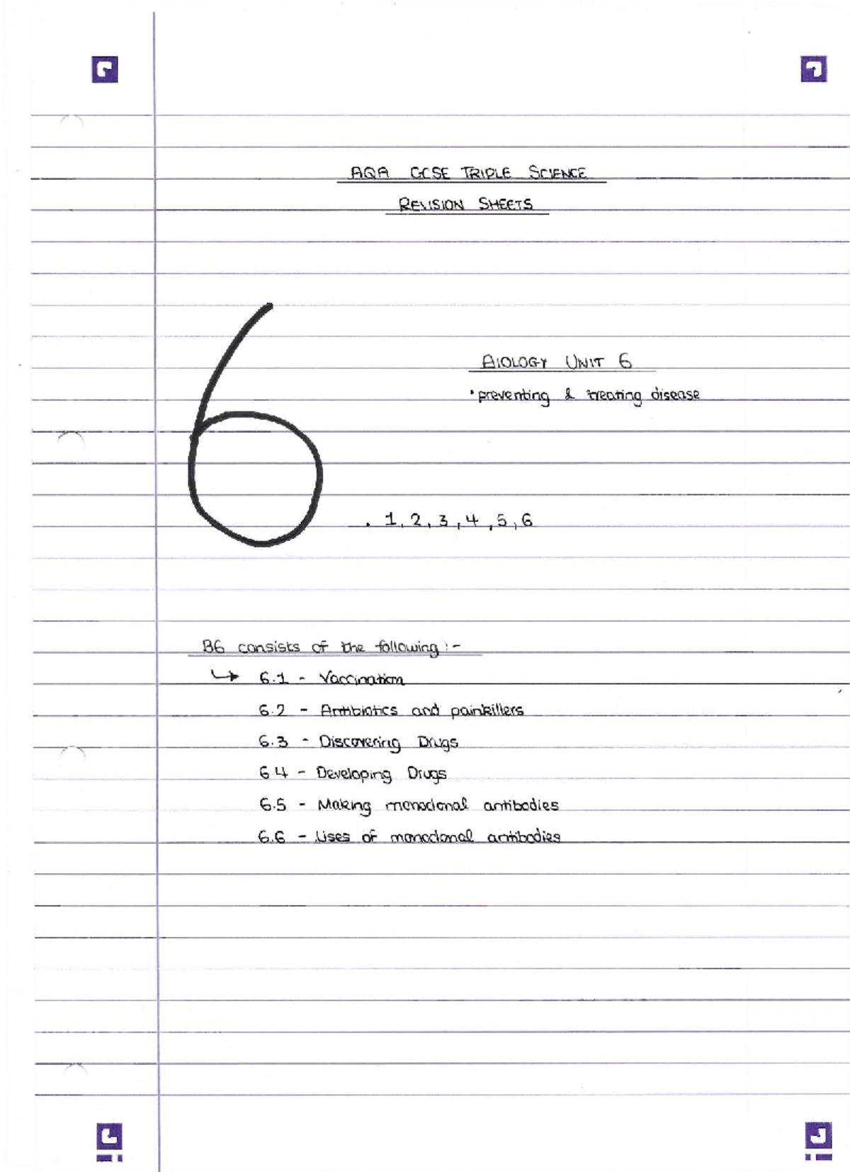 B6 AQA GCSE Triple Science Revision Sheets: Preventing & Treating ...