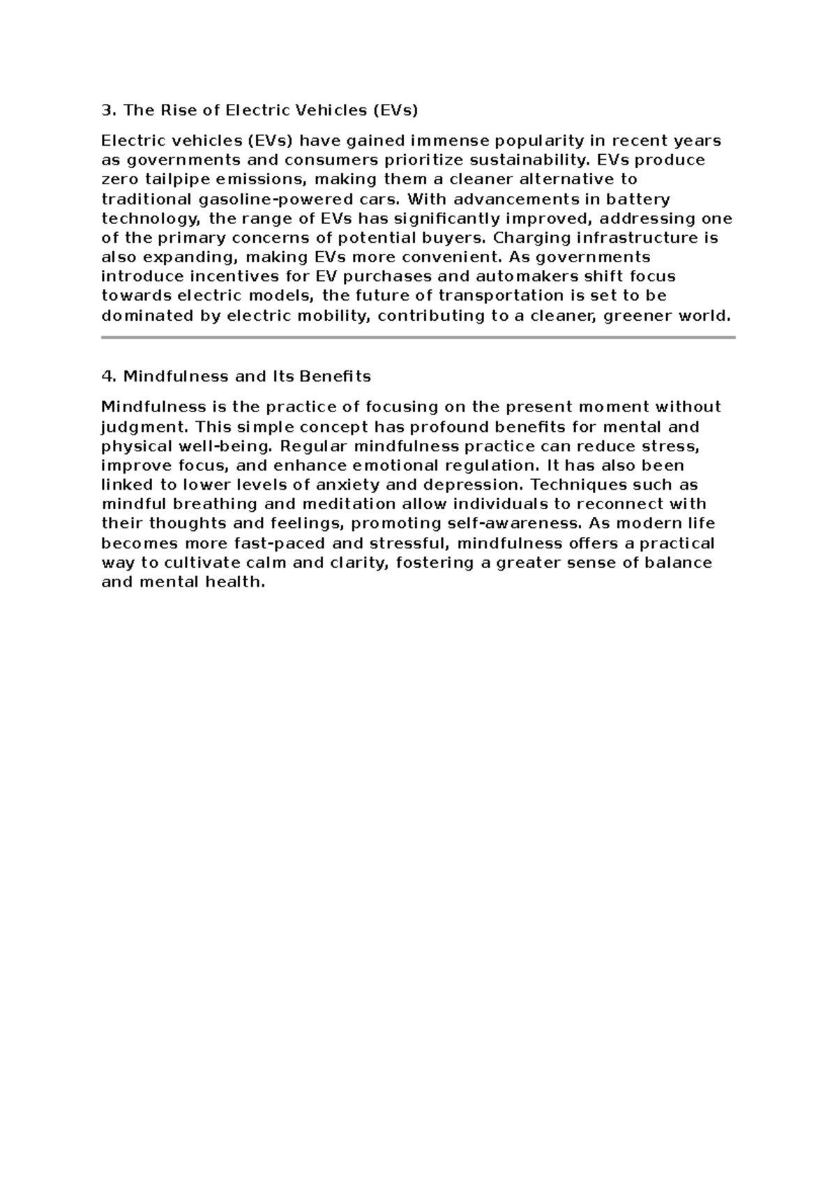 Arc10 - Essay on the Rise of Electric Vehicles and Mindfulness Benefits ...