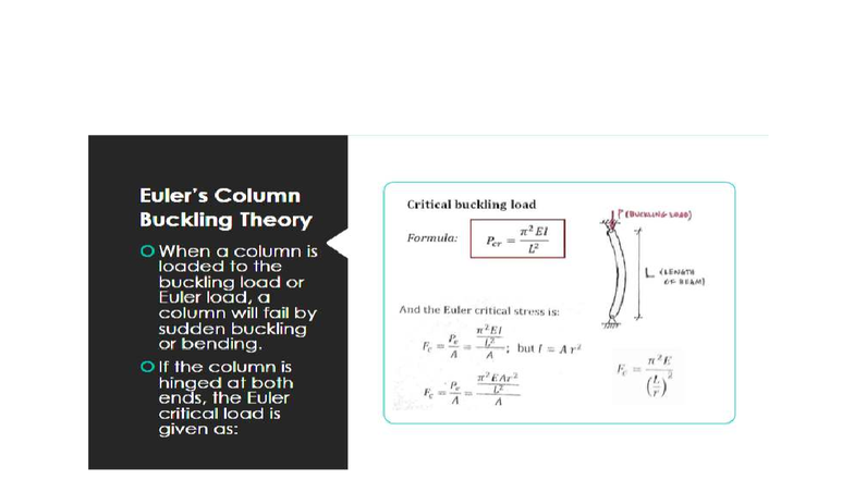 Compression - Lecture Notes on Buckling Theory (BUCKLING LOAD) - Studocu