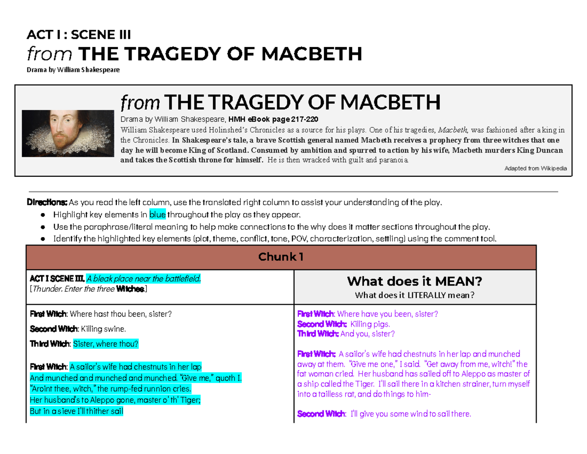 La'Riyah Glover Macbeth ACT I, Scene III - Mean Matter Organizer - ACT ...