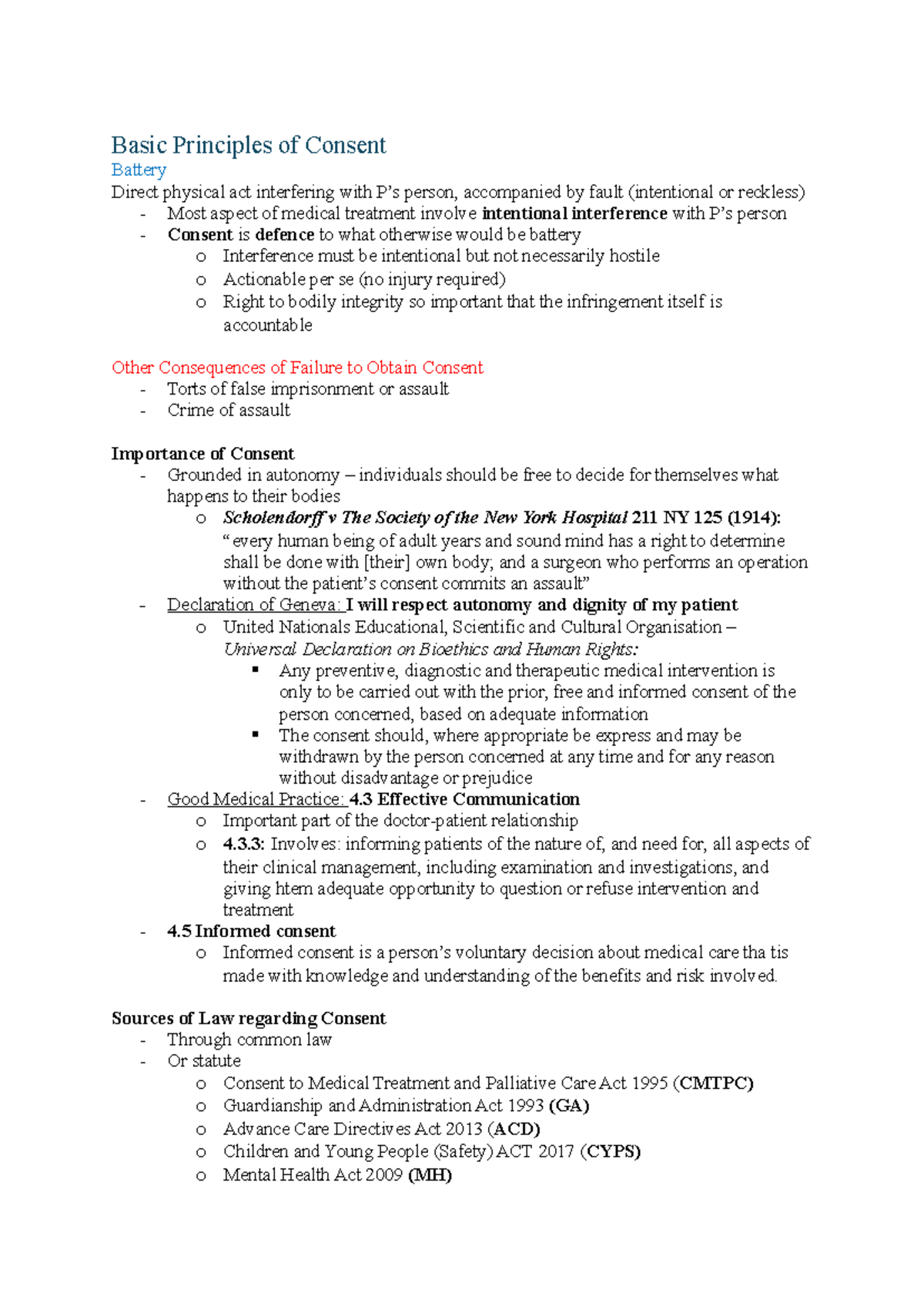 Lecture 7 - Basic Principles of Consent (and Refusal) - Basic ...