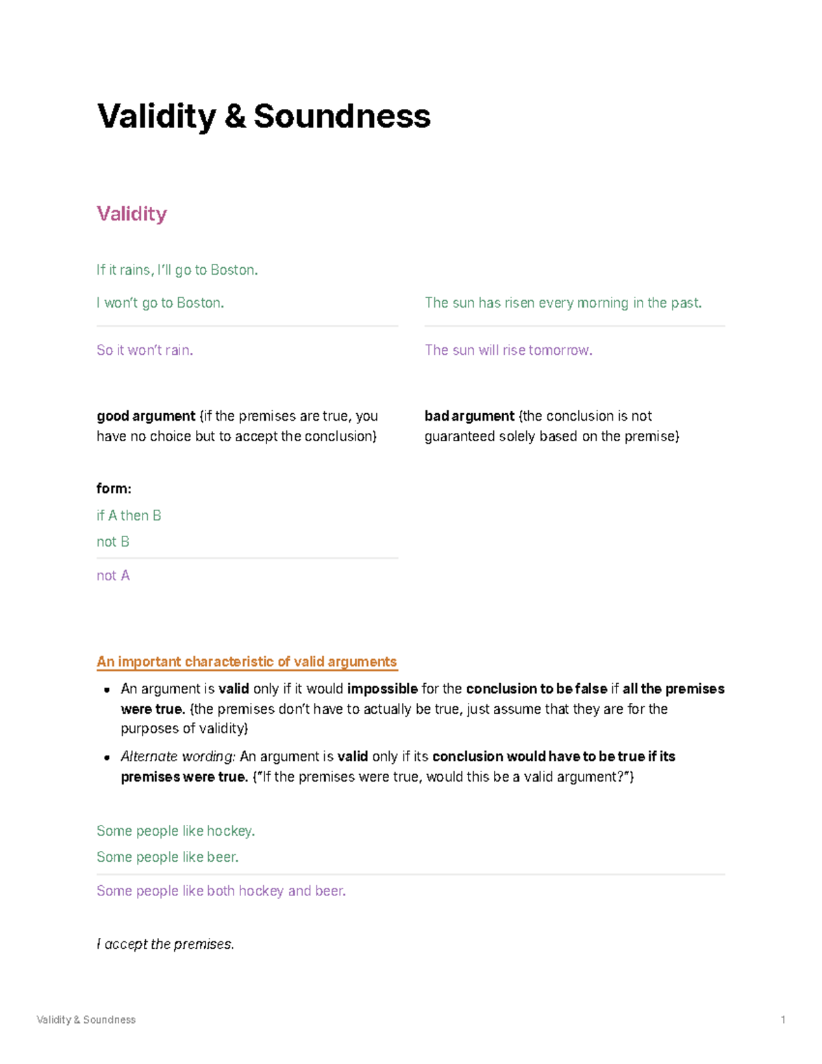 Validity & Soundness: First Midterm Notes (Course Code) - Studocu