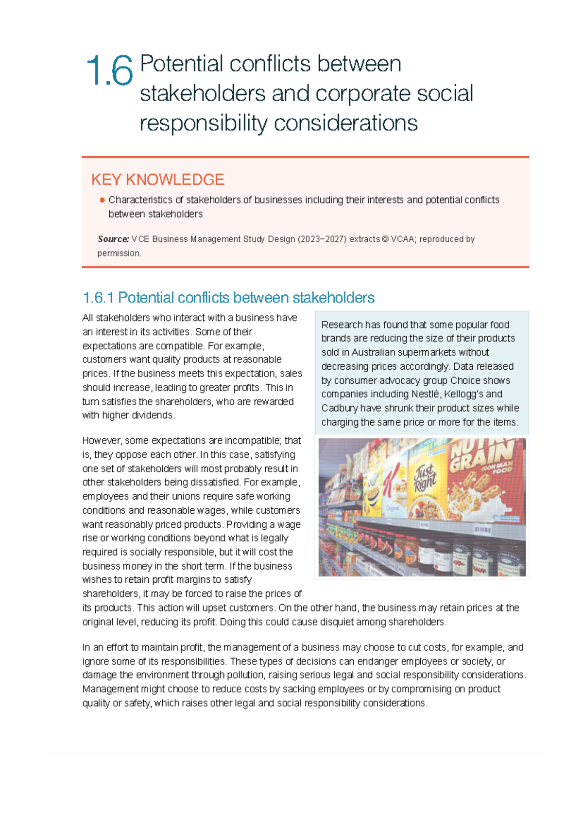 Conflicts Among Stakeholders & CSR in Business Management (1.6) - Studocu