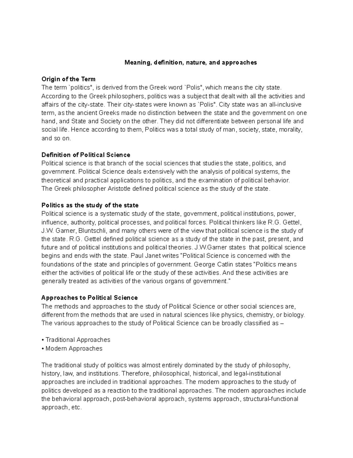 Political Science: Meaning, Definition, Nature & Approaches Overview ...