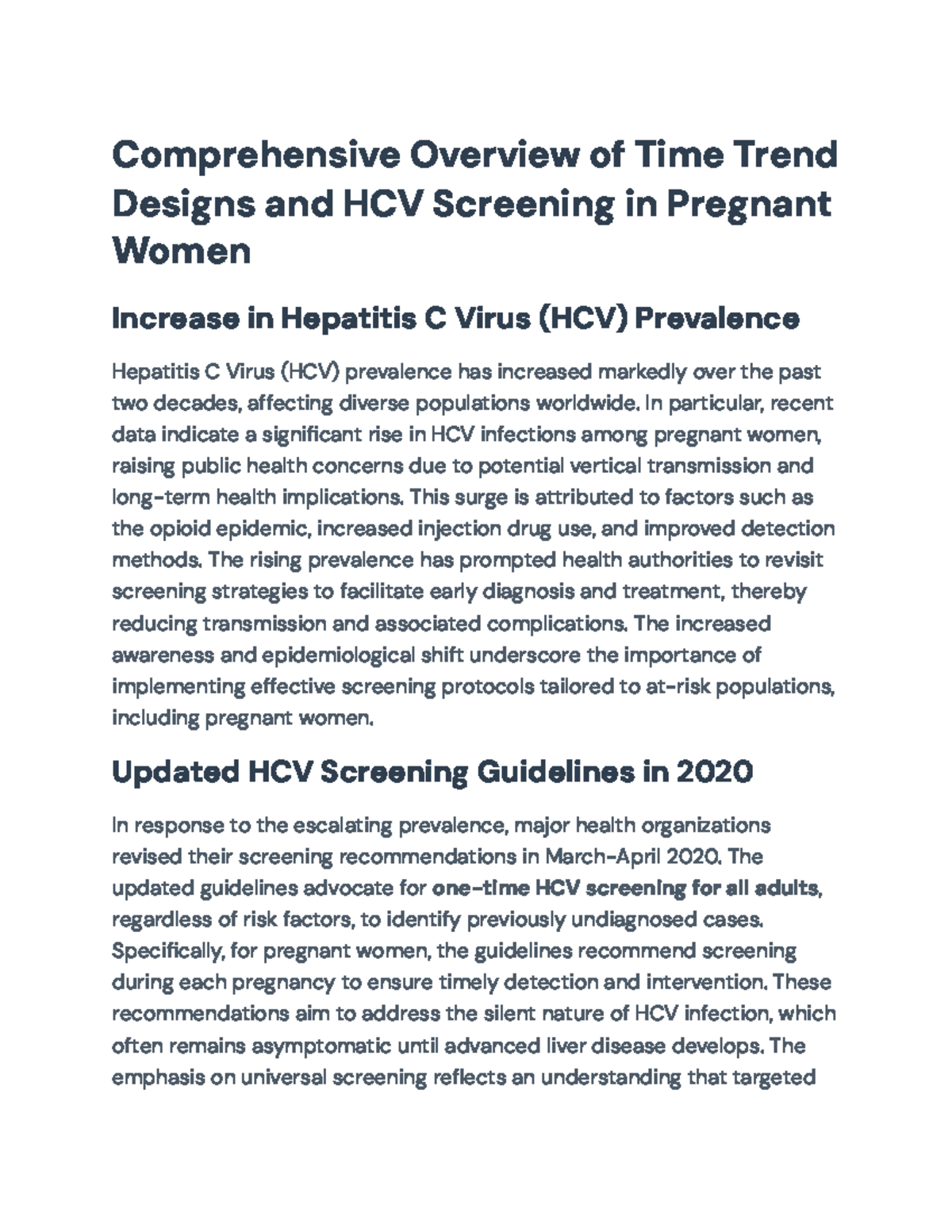 Impact of 2020 HCV Screening Guidelines on Pregnant vs Non-Pregnant ...