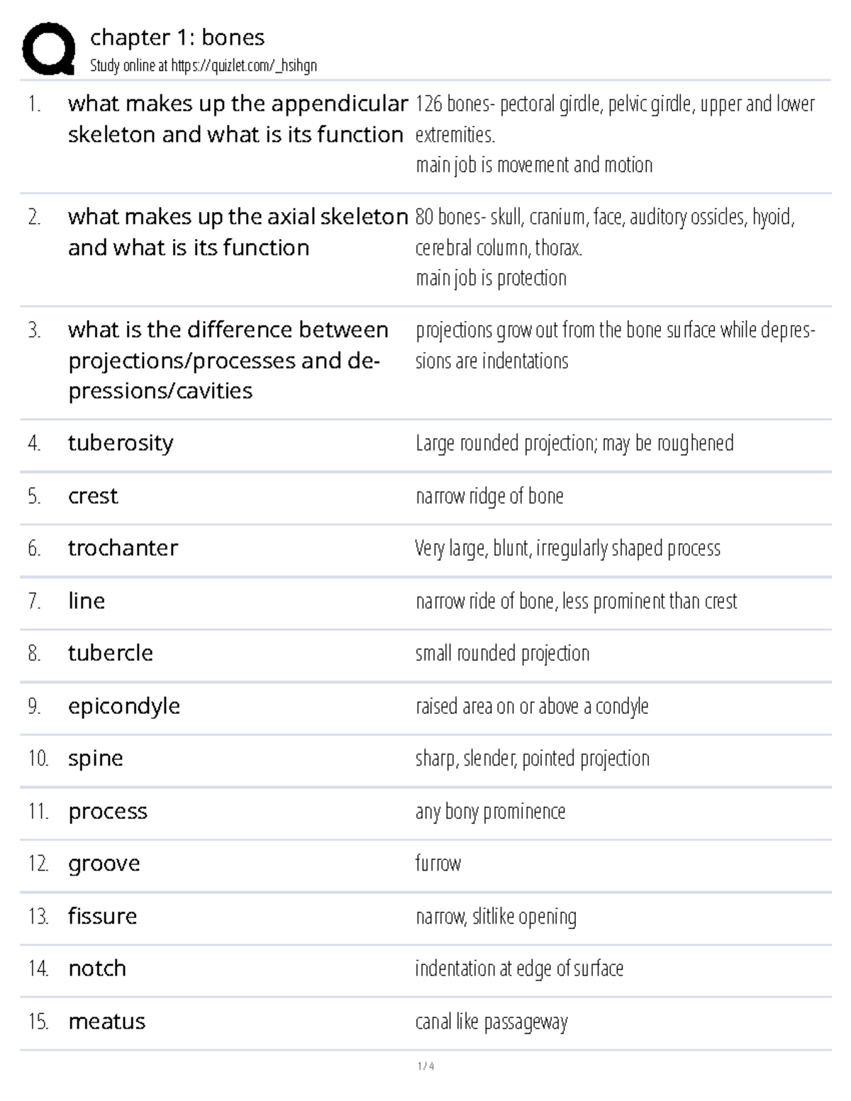 Chapter 1: Bones Overview and Functions - Anatomy Study Guide - Studocu