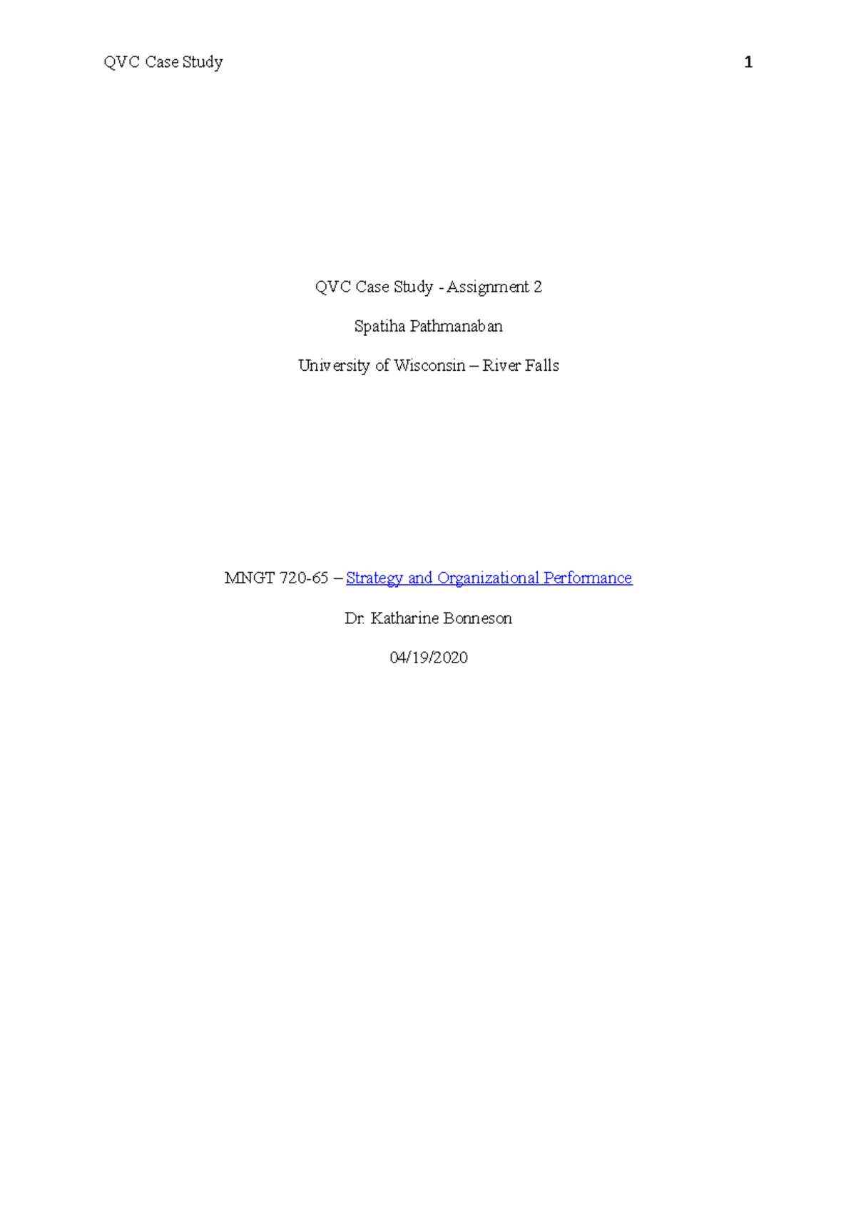 MNGT 720-65 Assignment 2: Analysis of QVC's Success Strategies - Studocu