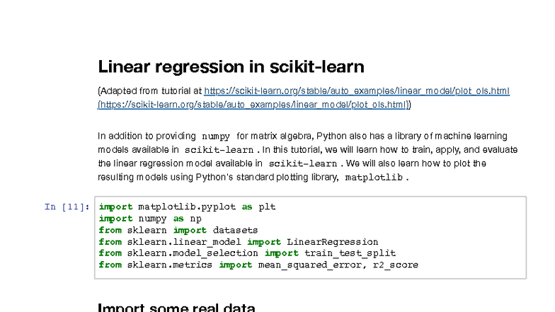 Linear Regression Tutorial - SK Learn Demo - Studocu