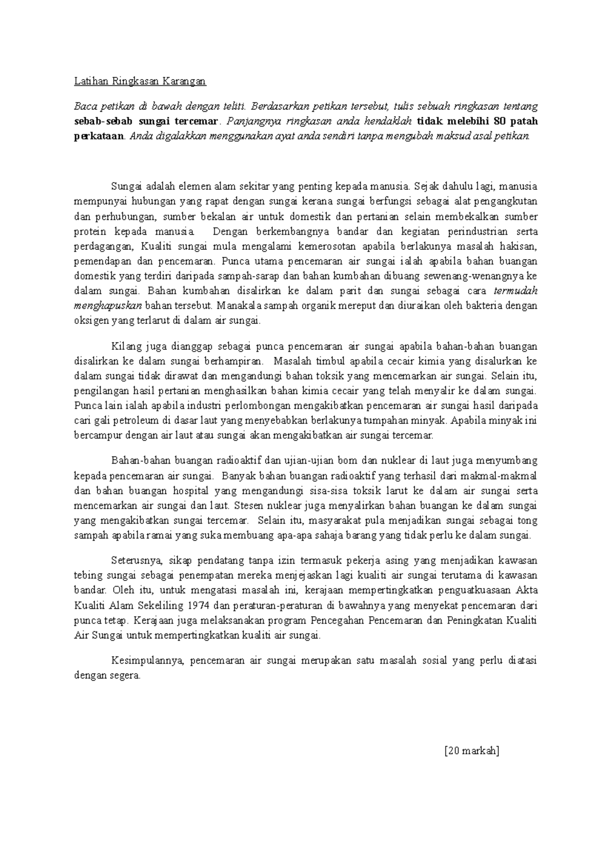 49302601 Latihan Ringkasan Karangan 1 - Latihan Ringkasan Karangan Baca ...