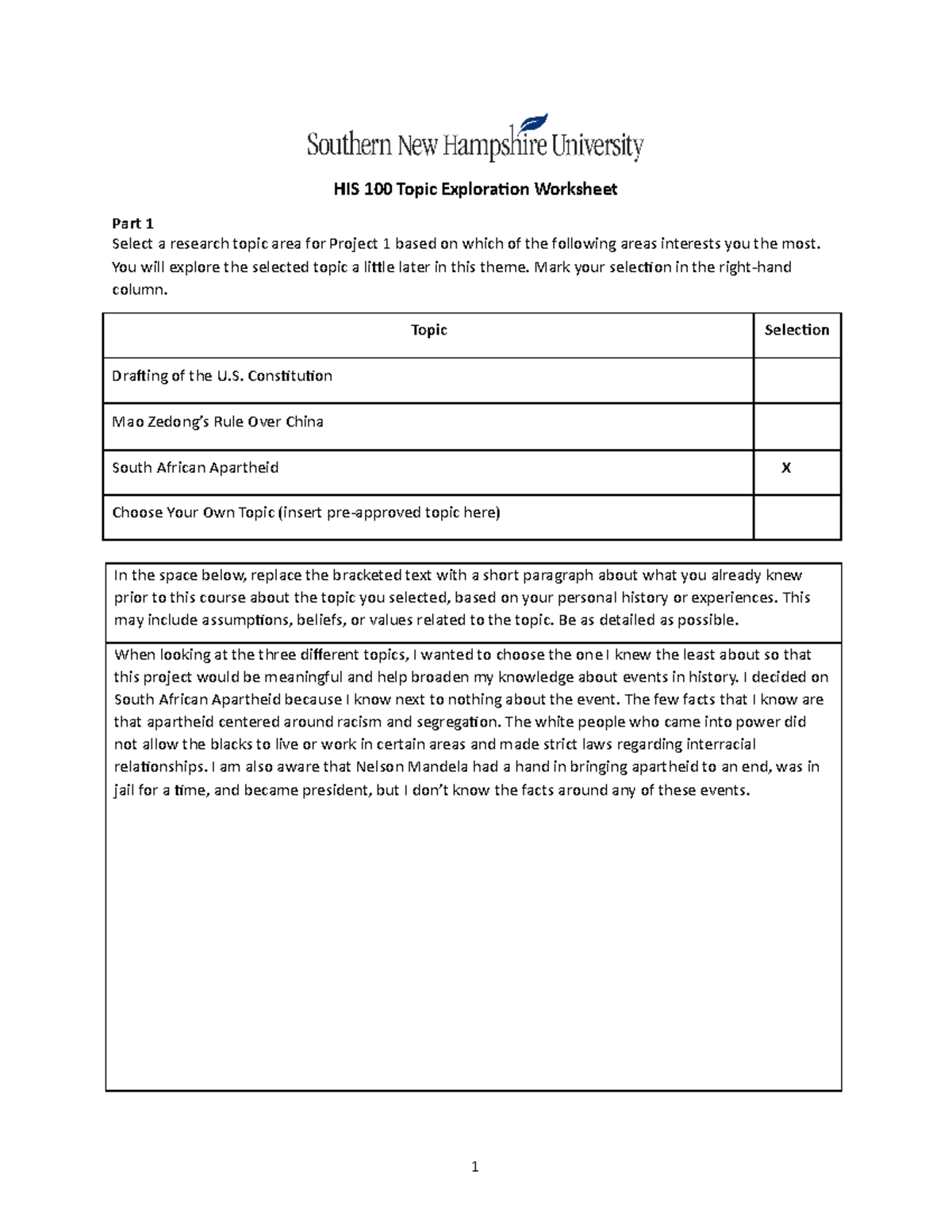 HIS 100 Topic Exploration Worksheet-1 - HIS 100 Topic Exploration ...