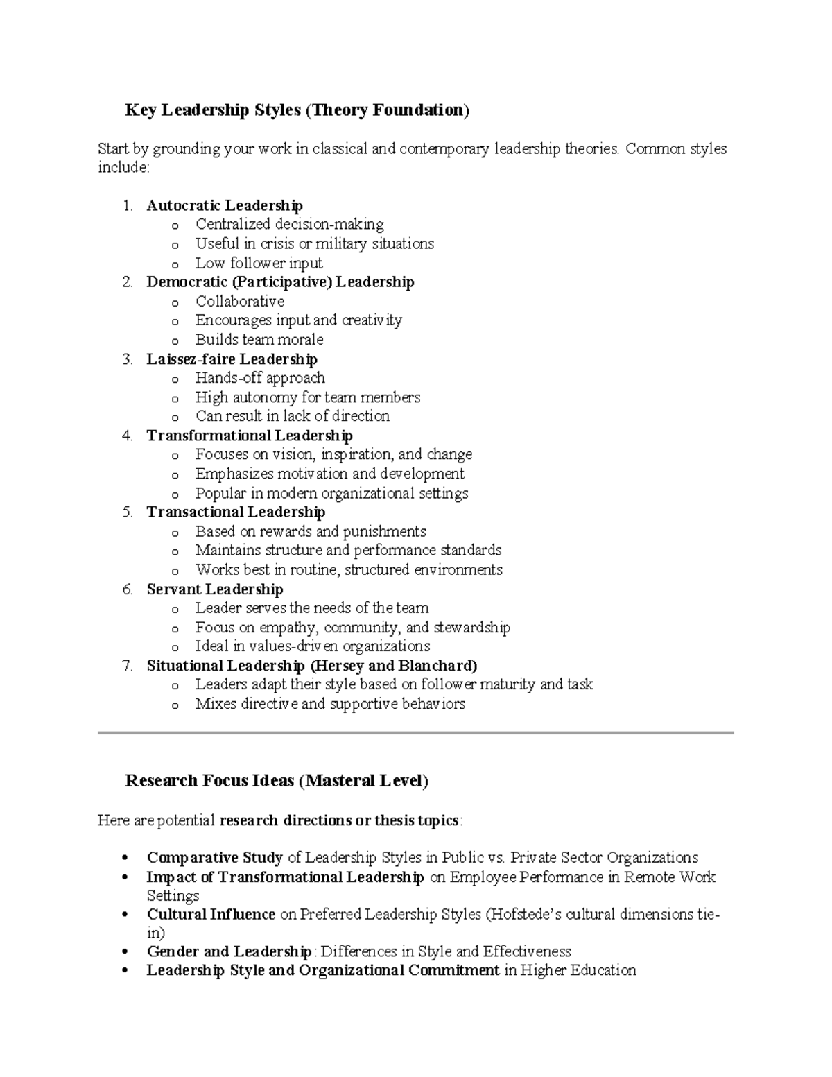 Key Leadership Styles: A Comprehensive Overview (Theory Foundation ...
