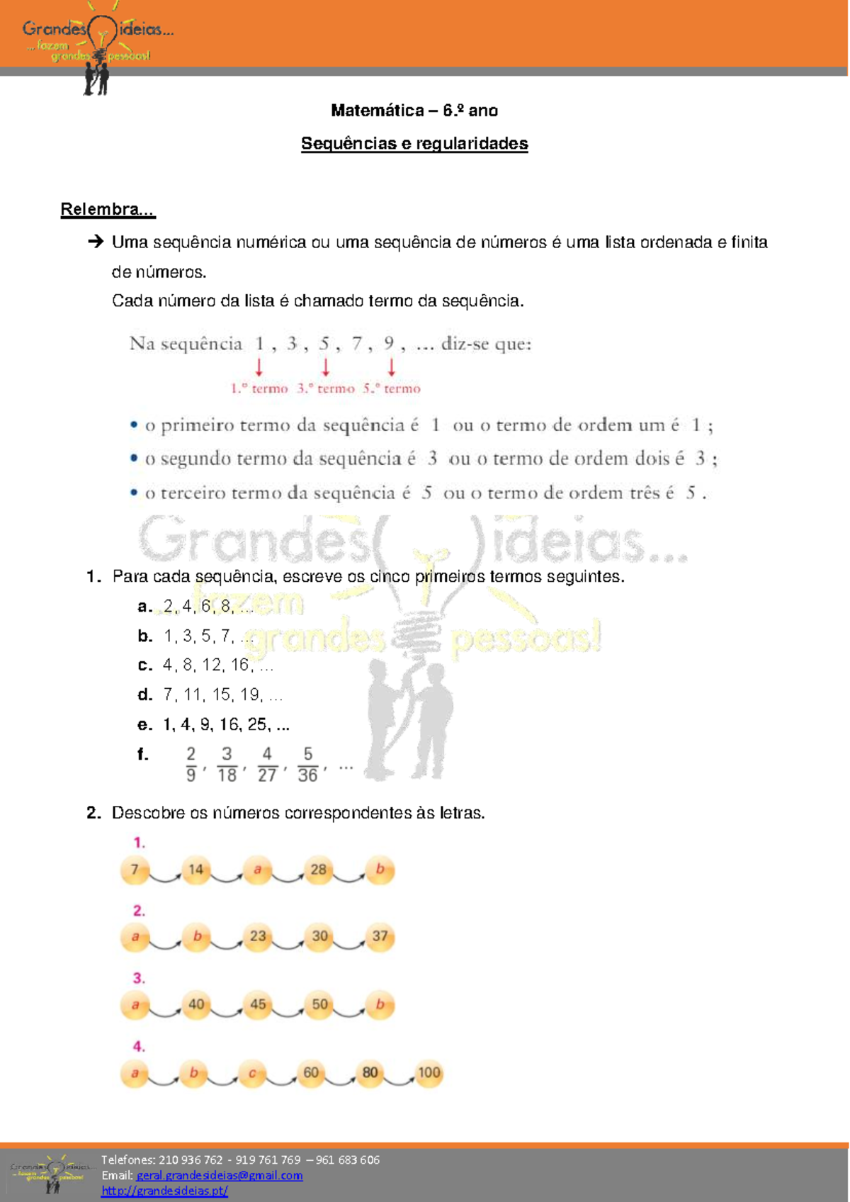 MAT6 T3 01 Sequências e Regularidades: Exercícios e Soluções - Studocu